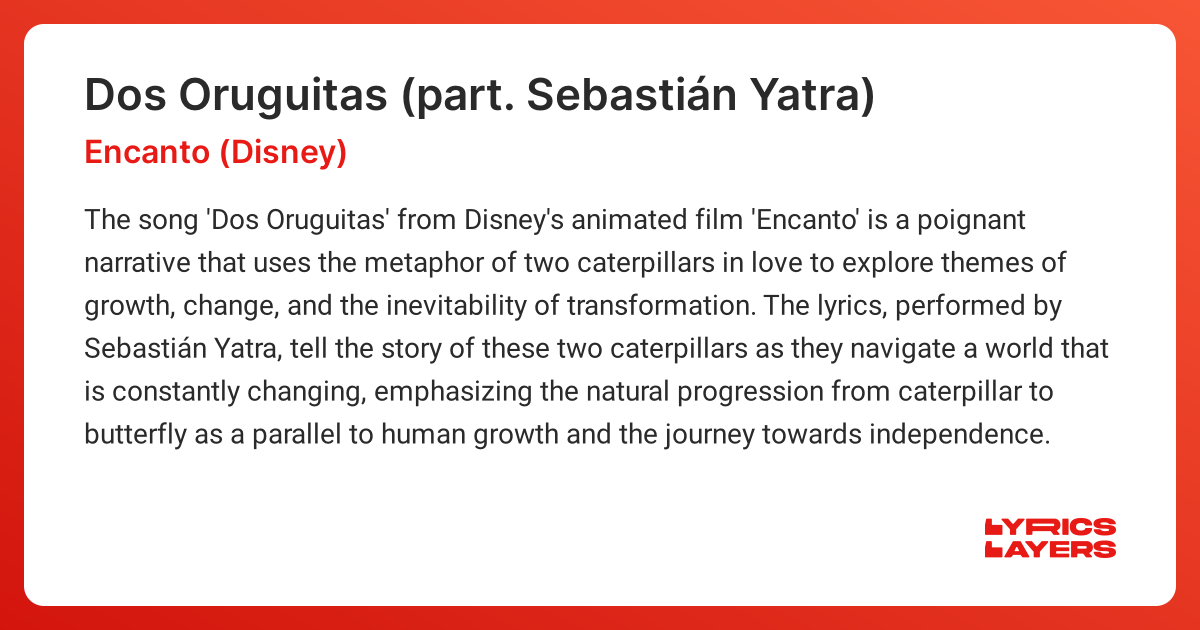 Dos Oruguitas (part. Sebastián Yatra) (Lyrics in English) - Encanto ...