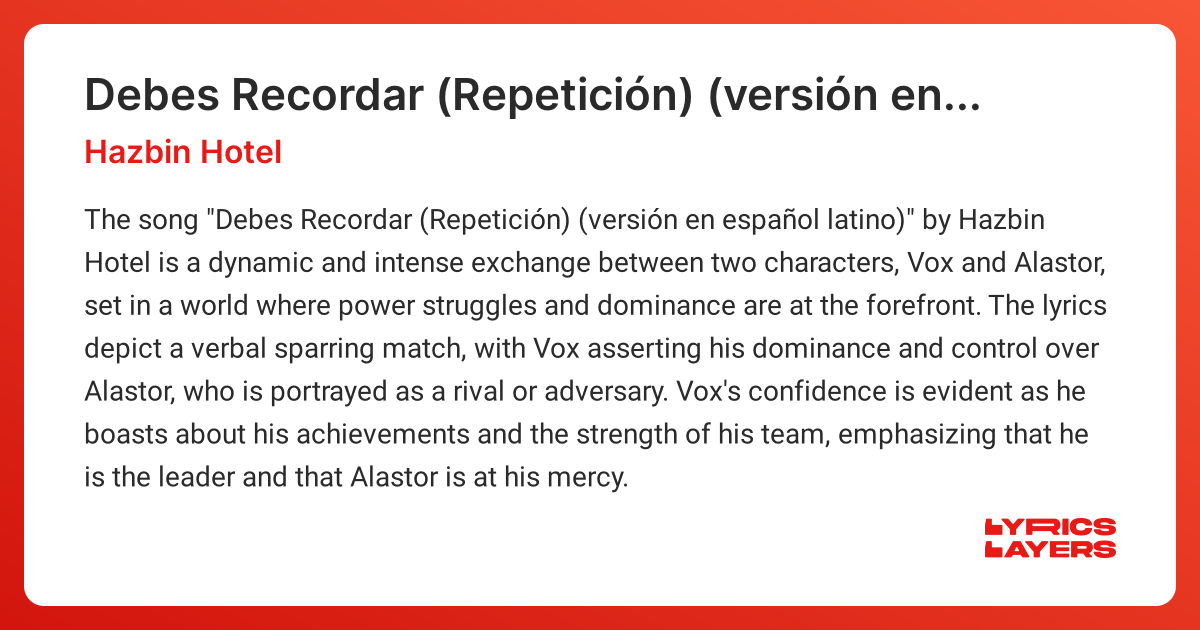 Meaning of Debes Recordar (Repetición) (versión en español latino ...