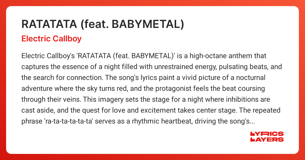 RATATATA (FEAT. BABYMETAL) (Lyrics in English) - Electric Callboy