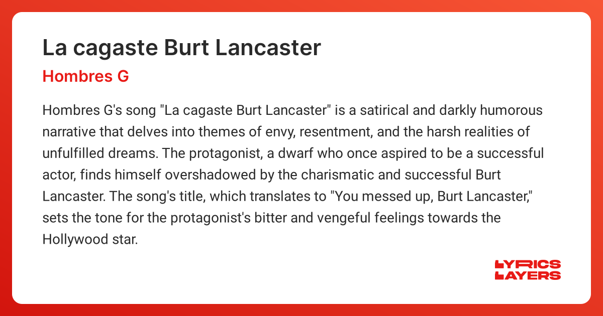 LA CAGASTE BURT LANCASTER: traduction française de Hombres G