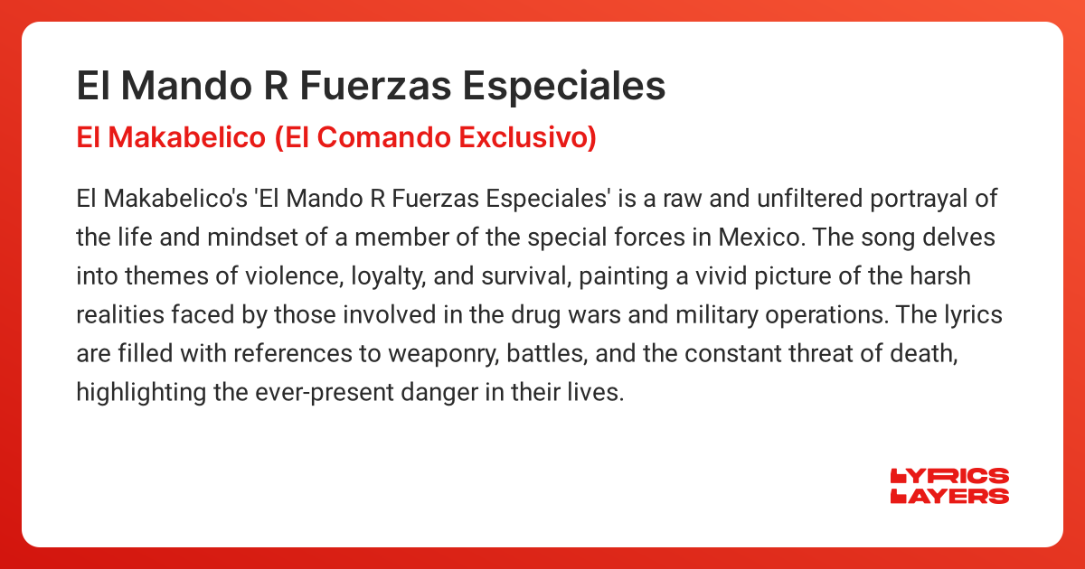 Meaning of EL MANDO R FUERZAS ESPECIALES (El Makabelico (El Comando ...