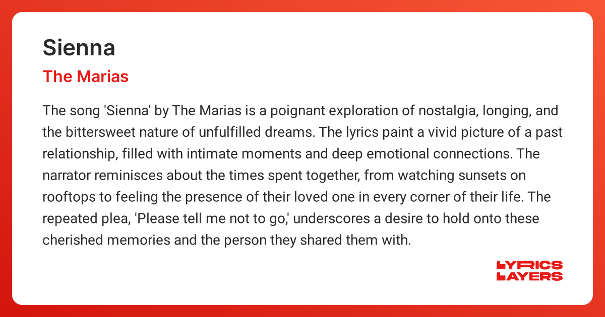 Meaning of SIENNA (The Marias)