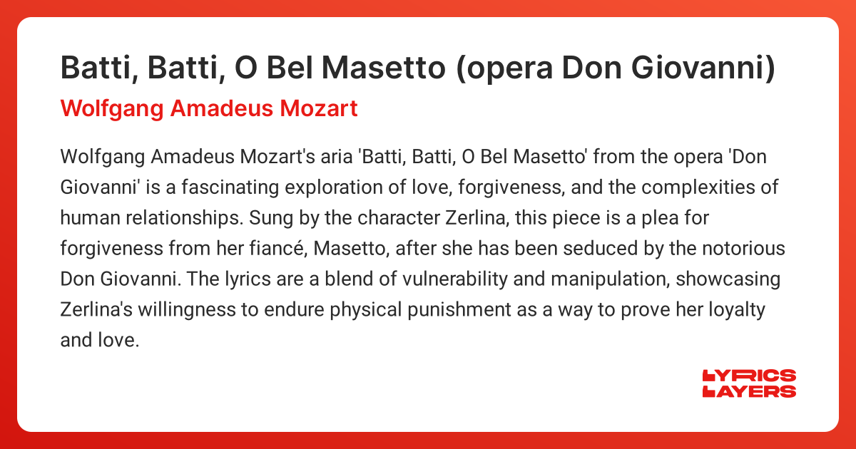 Meaning of Batti, Batti, O Bel Masetto (opera Don Giovanni) (Wolfgang ...