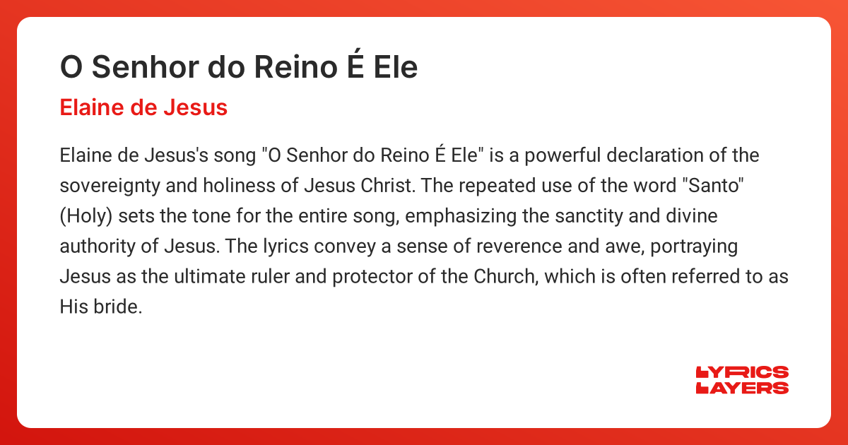 Meaning of O SENHOR DO REINO É ELE (Elaine de Jesus)