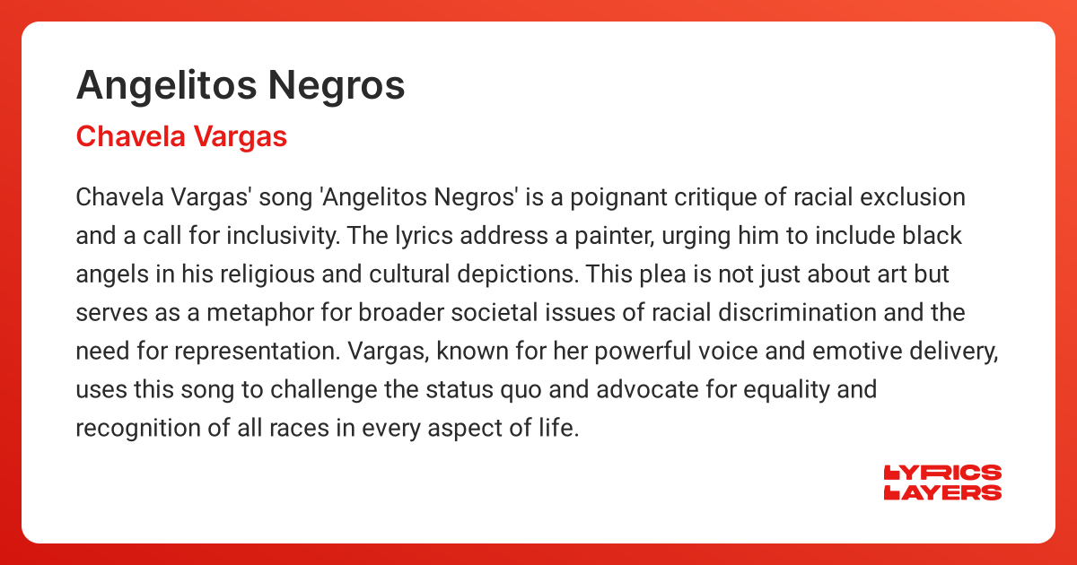 ANGELITOS NEGROS: traduction française de Chavela Vargas