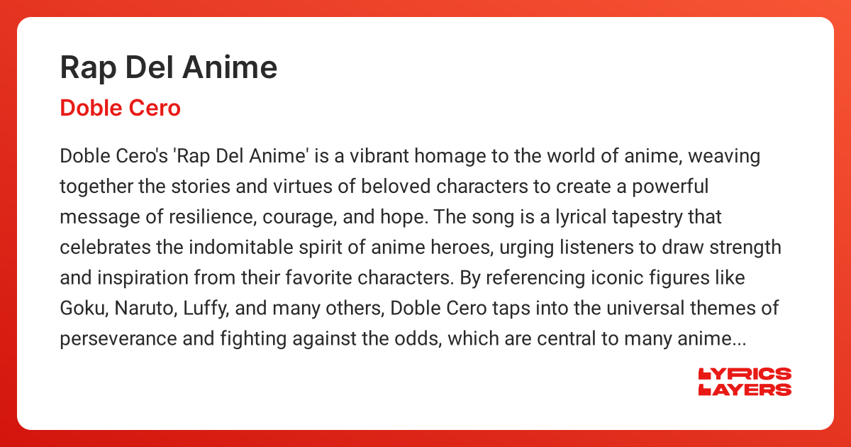 Meaning of RAP DEL ANIME (Doble Cero)