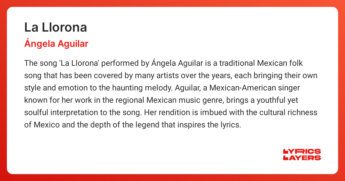 LA LLORONA (Lyrics in English) - Ángela Aguilar
