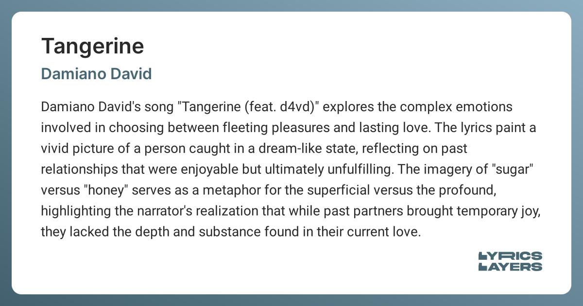 Meaning of TANGERINE (Damiano David)