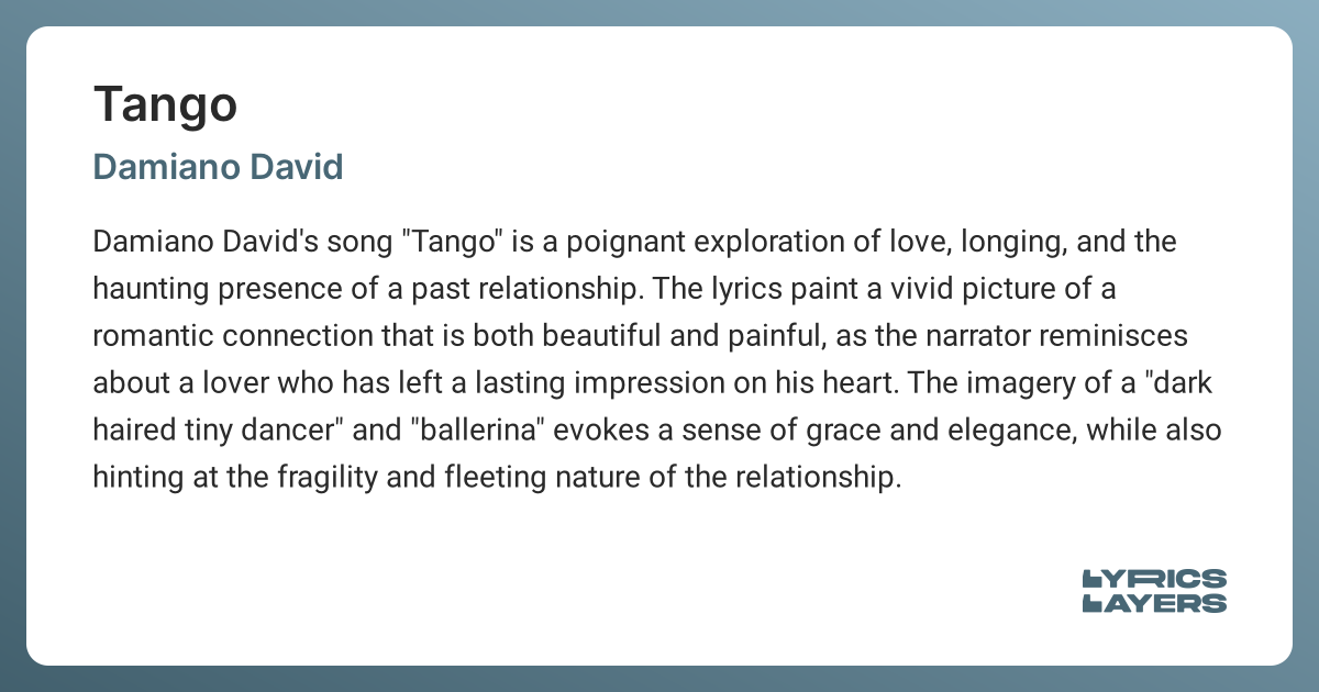 Meaning of TANGO (Damiano David)