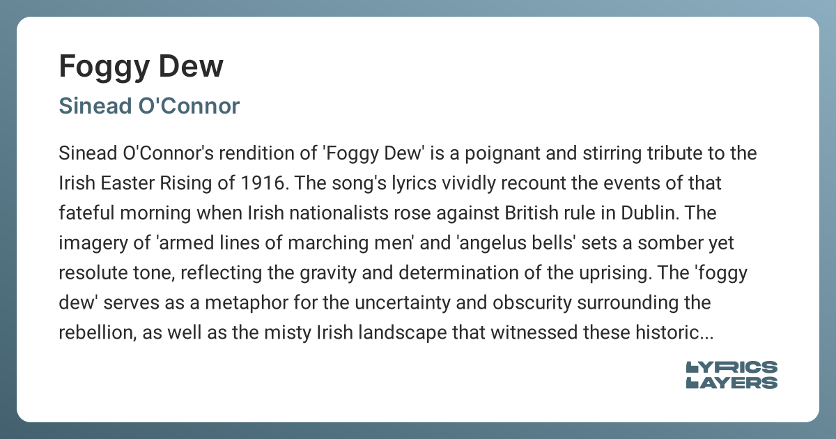 Meaning of FOGGY DEW (Sinead O'Connor)