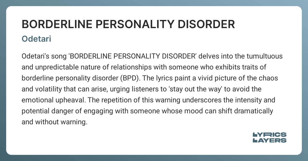 Meaning of BORDERLINE PERSONALITY DISORDER (Odetari)