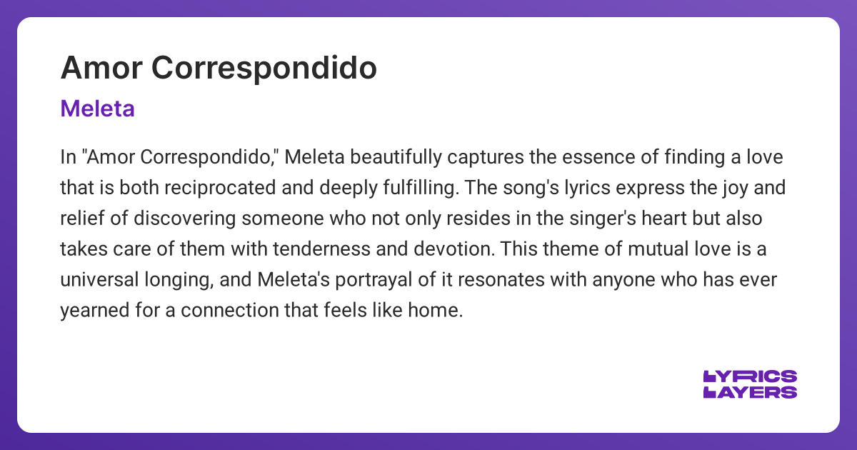 Meaning of AMOR CORRESPONDIDO (Meleta)
