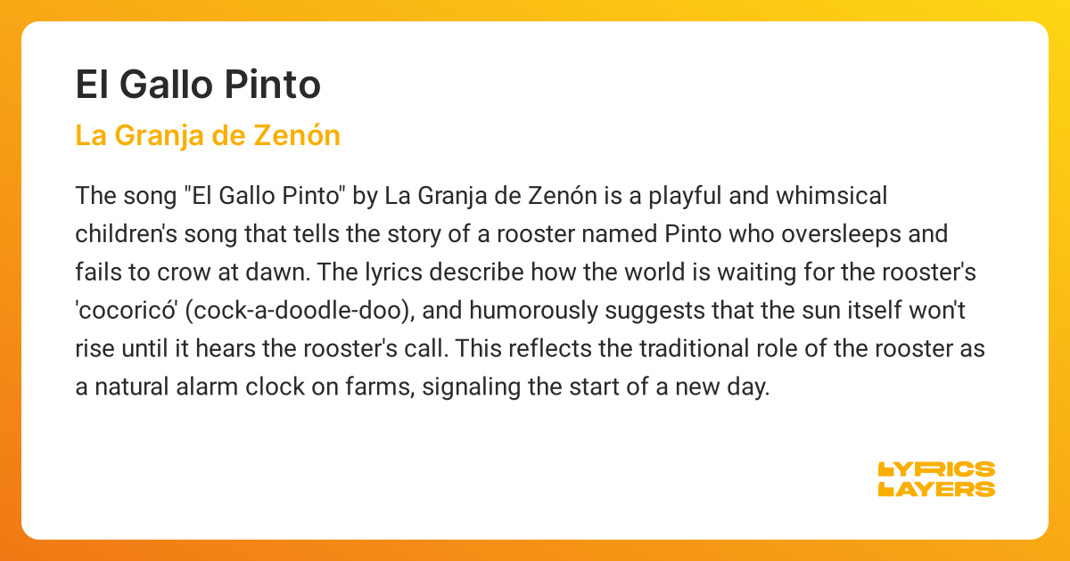 Meaning of EL GALLO PINTO (La Granja de Zenón)