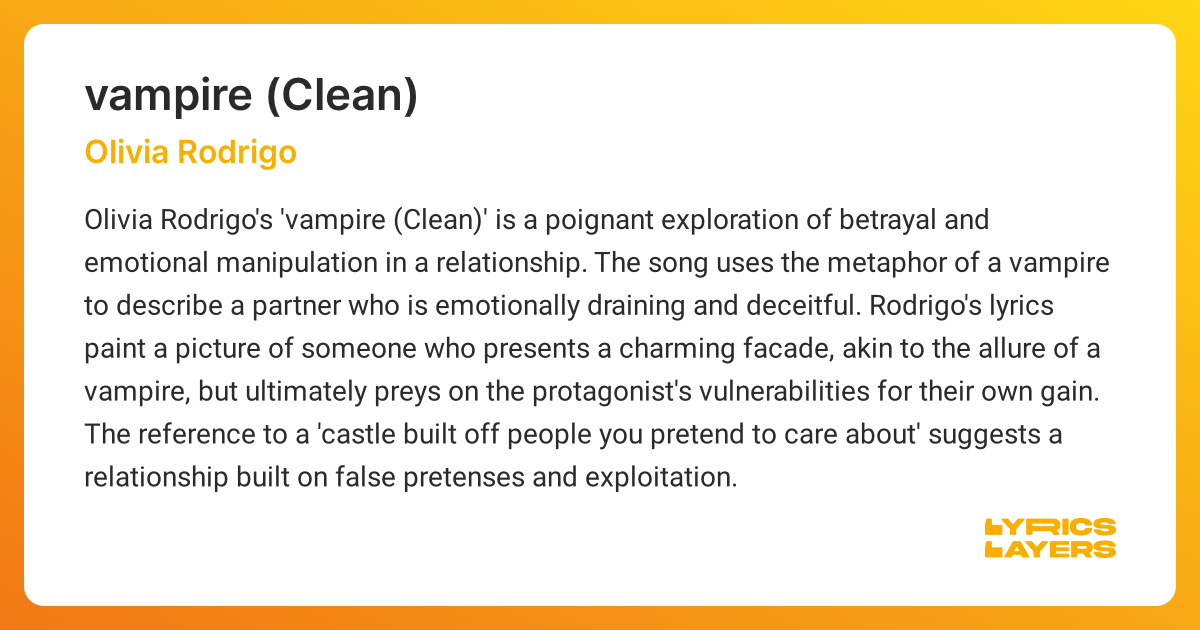 Meaning of VAMPIRE (CLEAN) (Olivia Rodrigo)