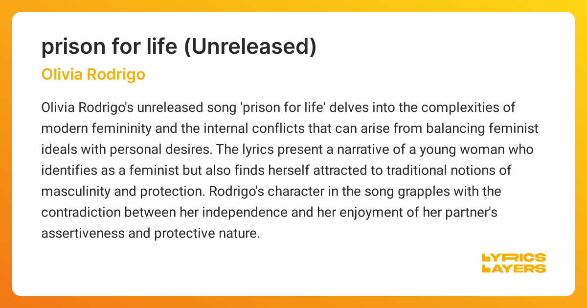 Meaning of PRISON FOR LIFE (UNRELEASED) (Olivia Rodrigo)