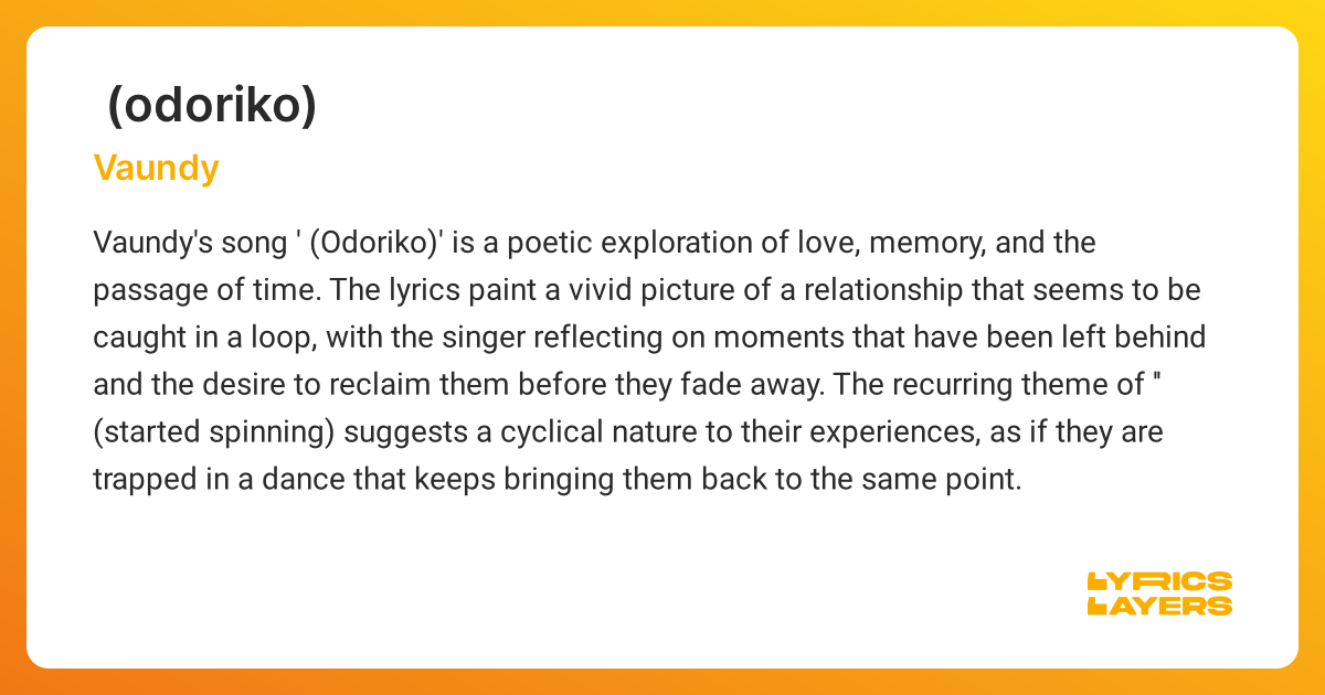 Meaning of 踊り子 (ODORIKO) (Vaundy)