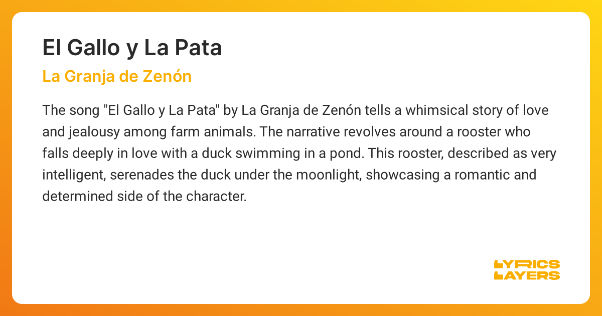 Meaning of EL GALLO Y LA PATA (La Granja de Zenón)