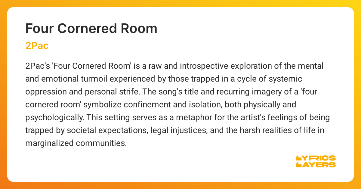 FOUR CORNERED ROOM: traduction française de 2Pac