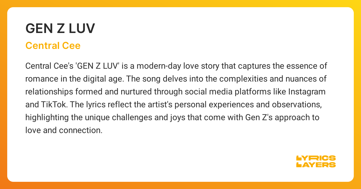 Meaning of GEN Z LUV (Central Cee)