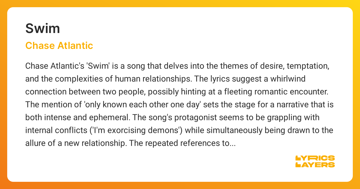 Meaning of SWIM (Chase Atlantic)
