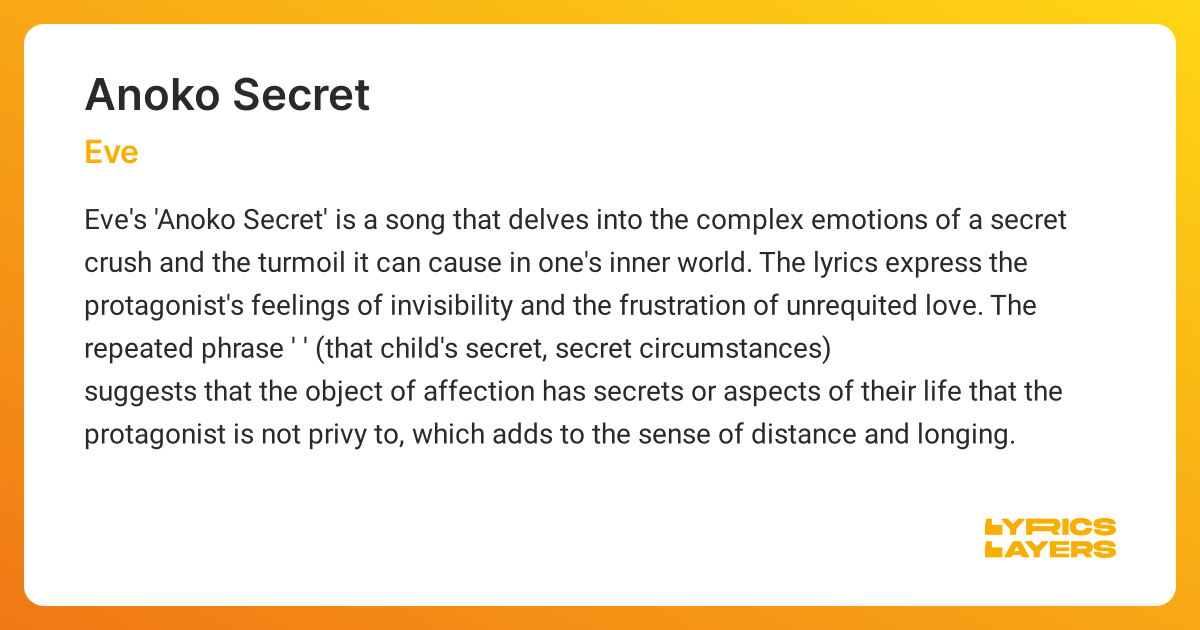 Meaning of ANOKO SECRET (Eve)