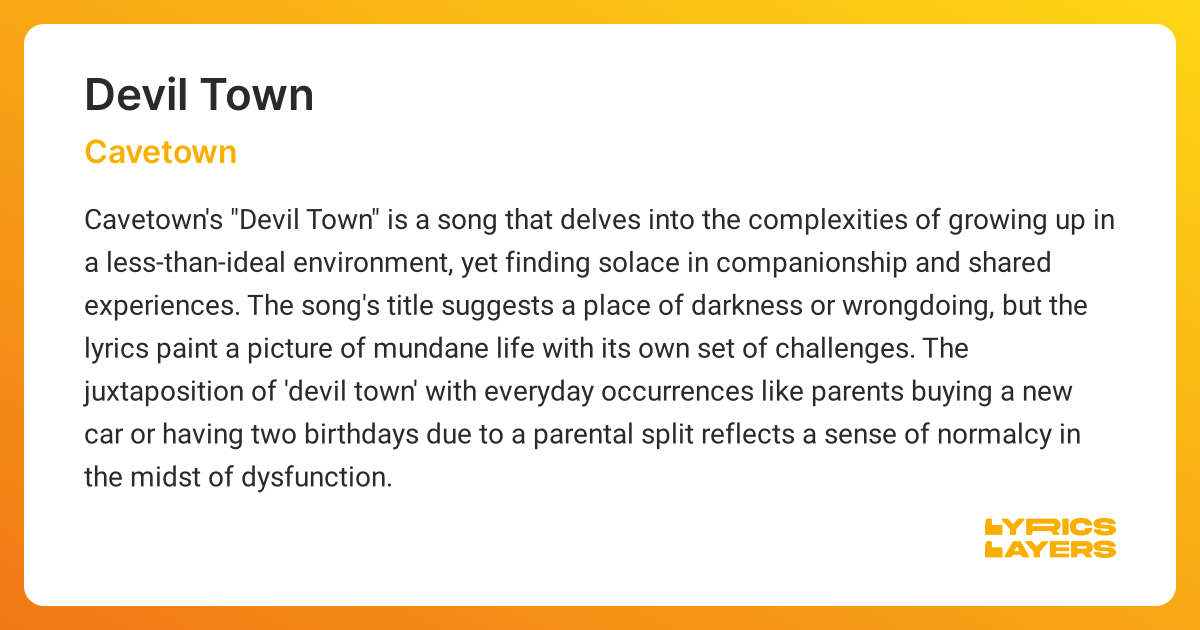 Meaning of DEVIL TOWN (Cavetown)
