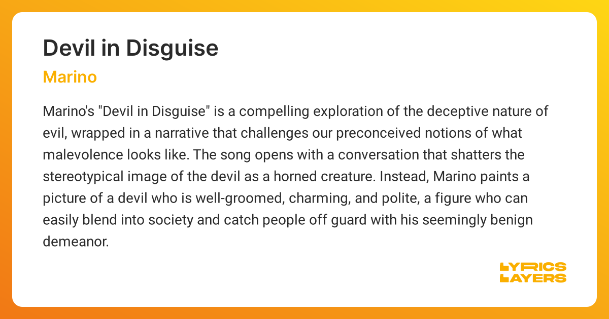 Meaning of DEVIL IN DISGUISE (Marino)