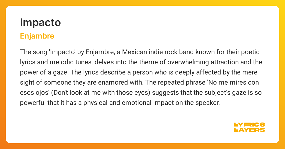 IMPACTO (Lyrics in English) - Enjambre