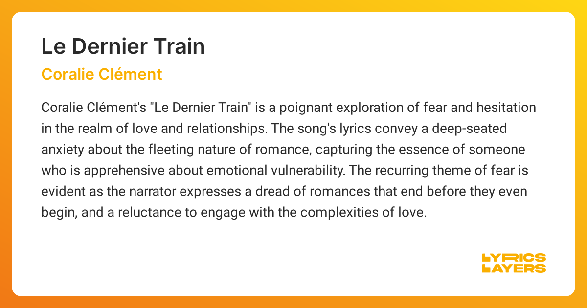 Meaning of LE DERNIER TRAIN (Coralie Clément)