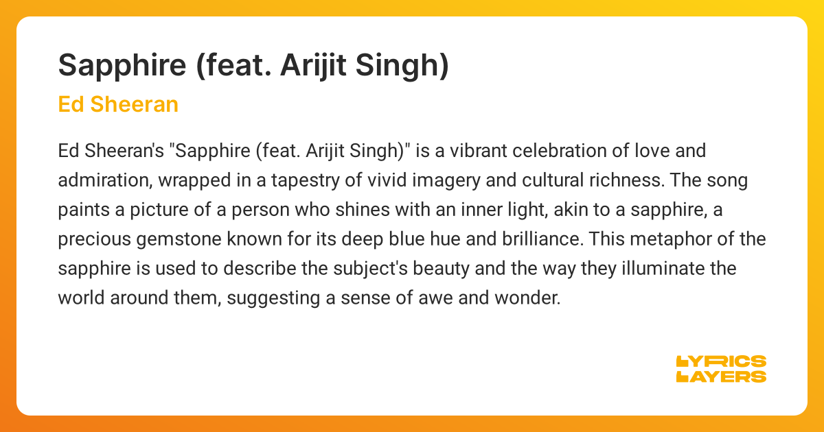 SAPPHIRE (FEAT. ARIJIT SINGH) (Lyrics in English) - Ed Sheeran