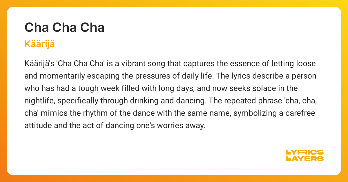 CHA CHA CHA (Lyrics in English) - Käärijä