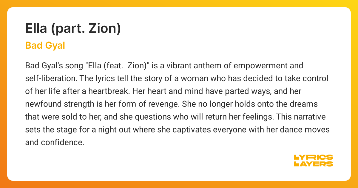 ELLA (PART. ZION) (Lyrics in English) - Bad Gyal