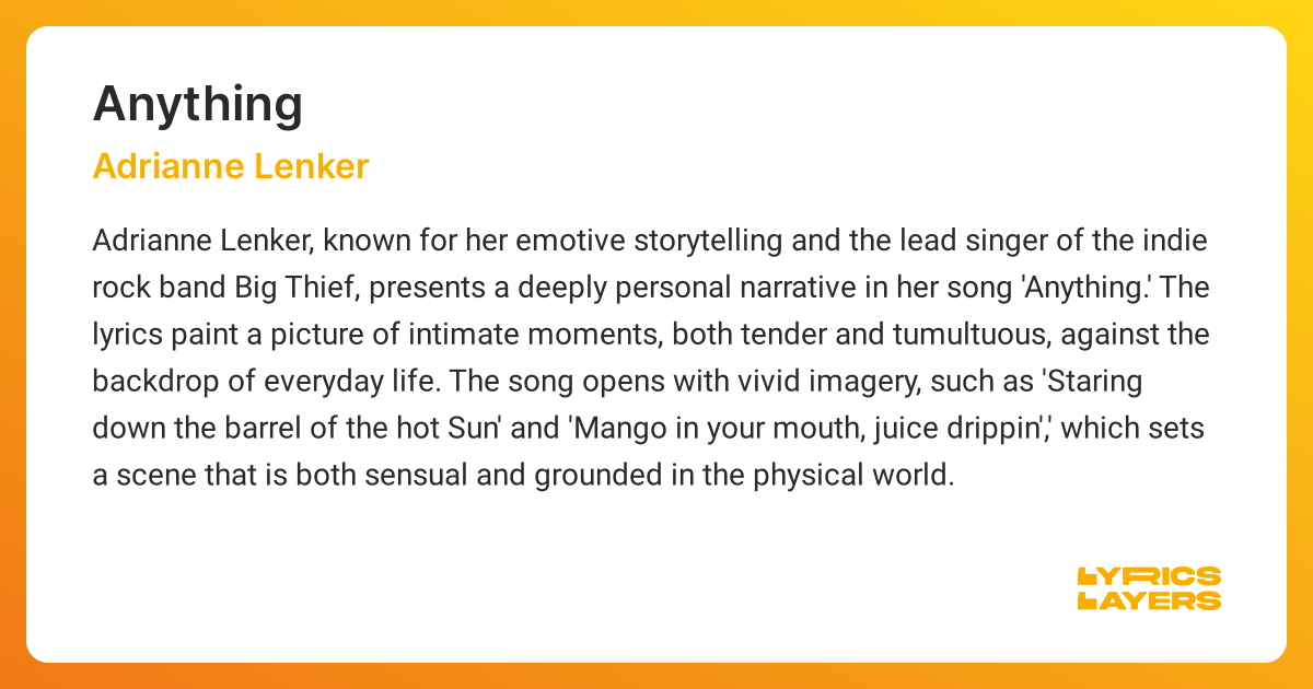 Meaning of ANYTHING (Adrianne Lenker)