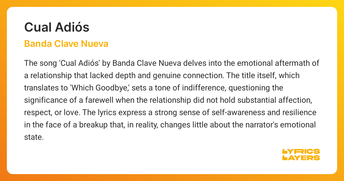 CUAL ADIÓS (Lyrics in English) - Banda Clave Nueva