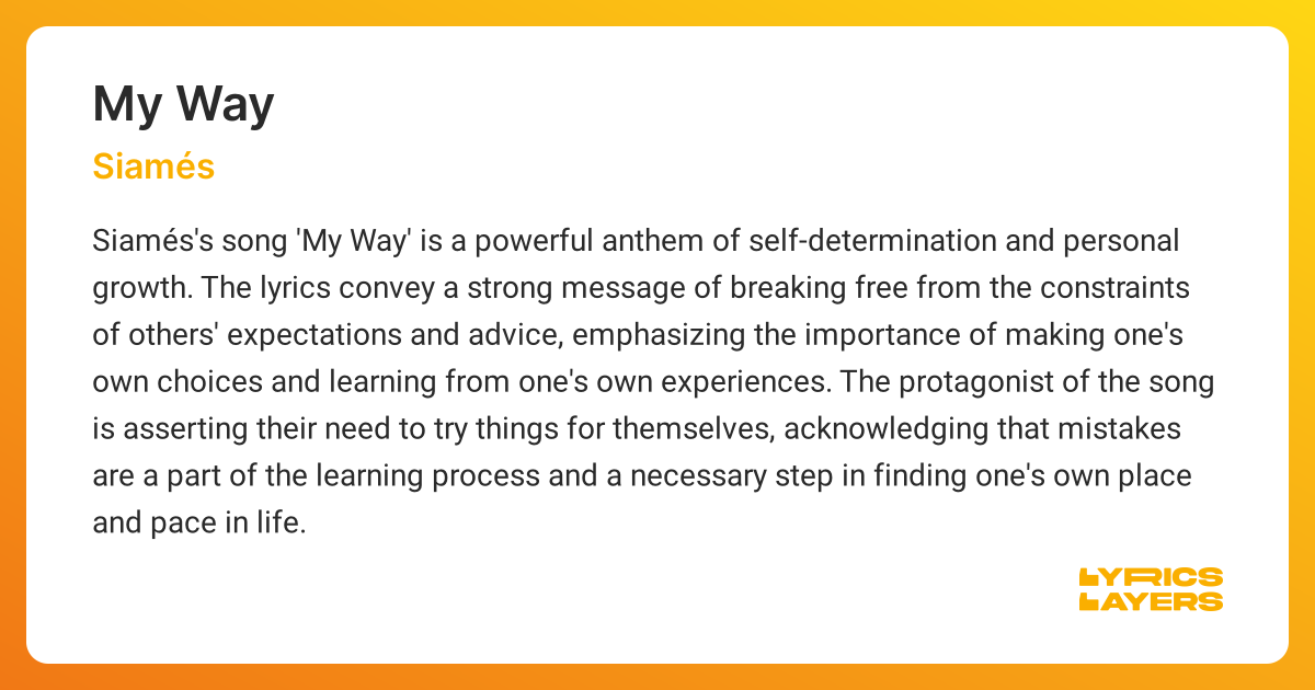 MY WAY - Siamés - LYRICSLAYERS.COM