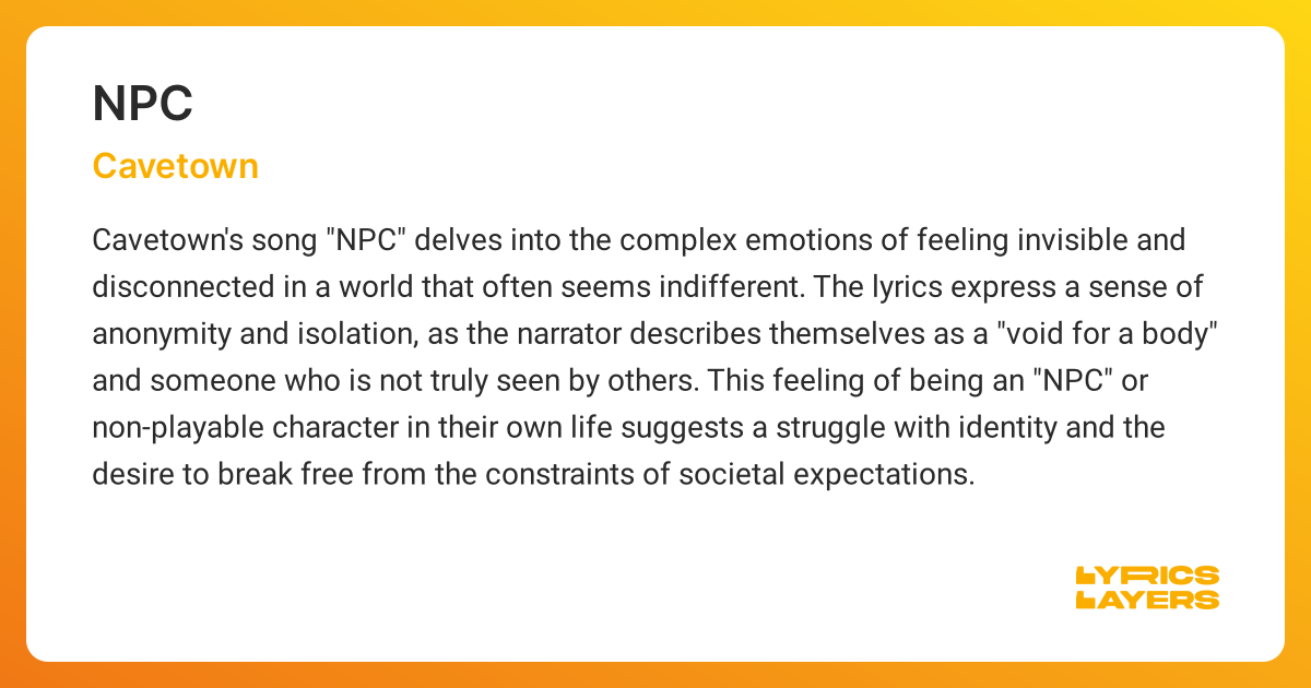 Meaning of NPC (Cavetown)