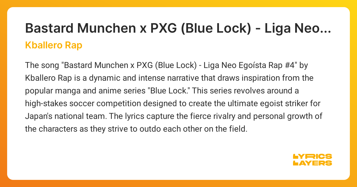 Bastard Munchen x PXG (Blue Lock) - Liga Neo Egoísta Rap #4 (Lyrics in ...