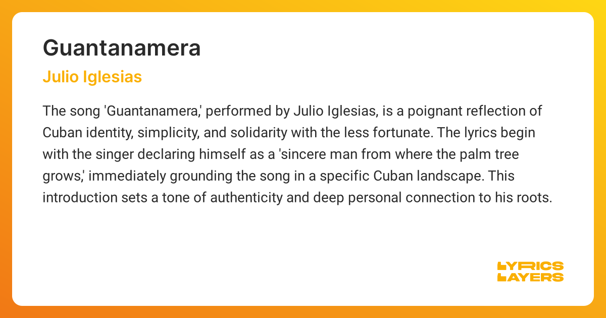 GUANTANAMERA (Lyrics in English) - Julio Iglesias