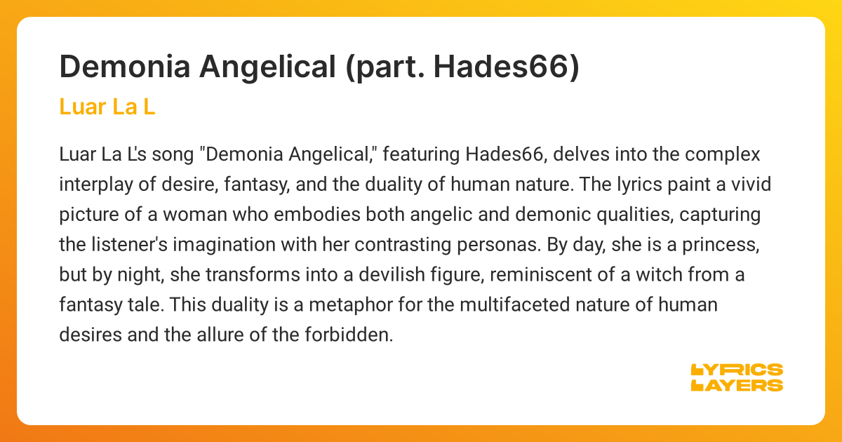 Demonia Angelical (part. Hades66) (Lyrics in English) - Luar La L