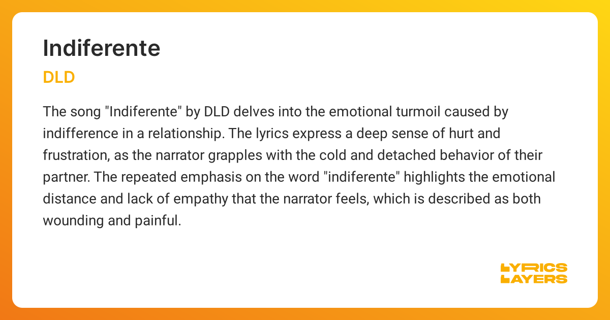 INDIFERENTE (Lyrics in English) - DLD
