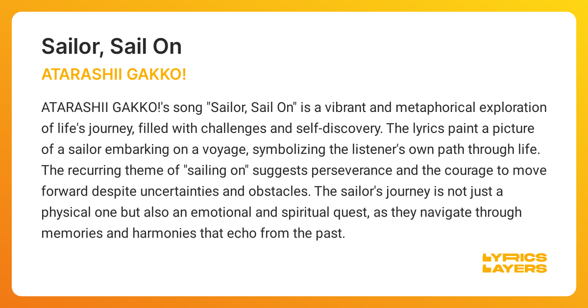 SAILOR, SAIL ON: Nederlandse vertaling van ATARASHII GAKKO!