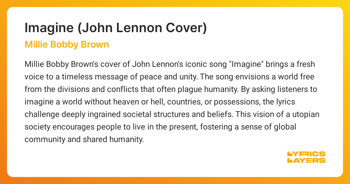 Meaning of IMAGINE (JOHN LENNON COVER) (Millie Bobby Brown)