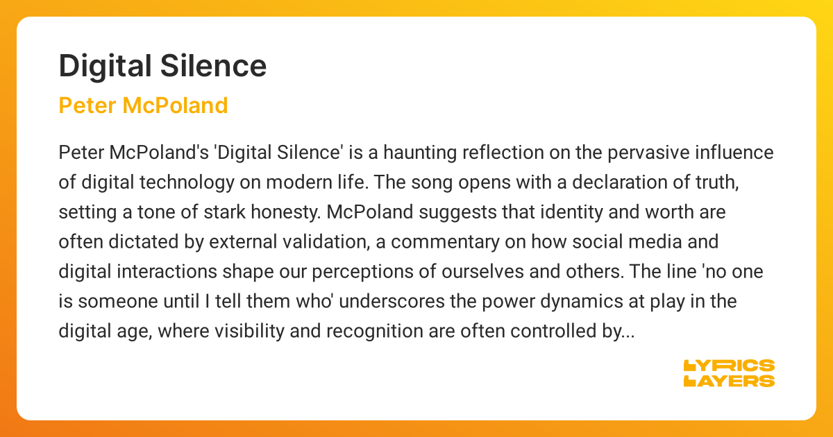 Meaning of DIGITAL SILENCE (Peter McPoland)