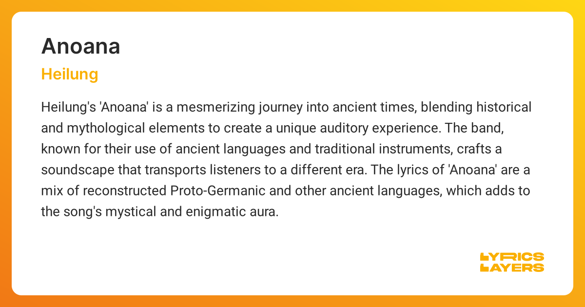 Meaning of ANOANA (Heilung)