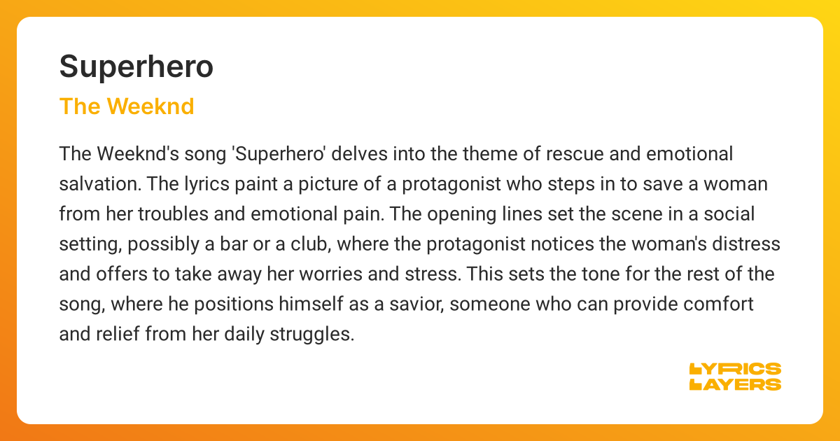 Meaning of SUPERHERO (The Weeknd)