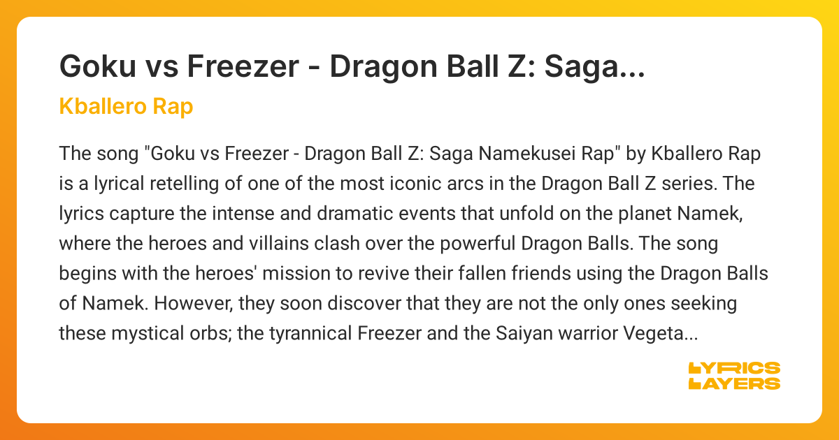 Meaning of Goku vs Freezer - Dragon Ball Z: Saga Namekusei Rap ...