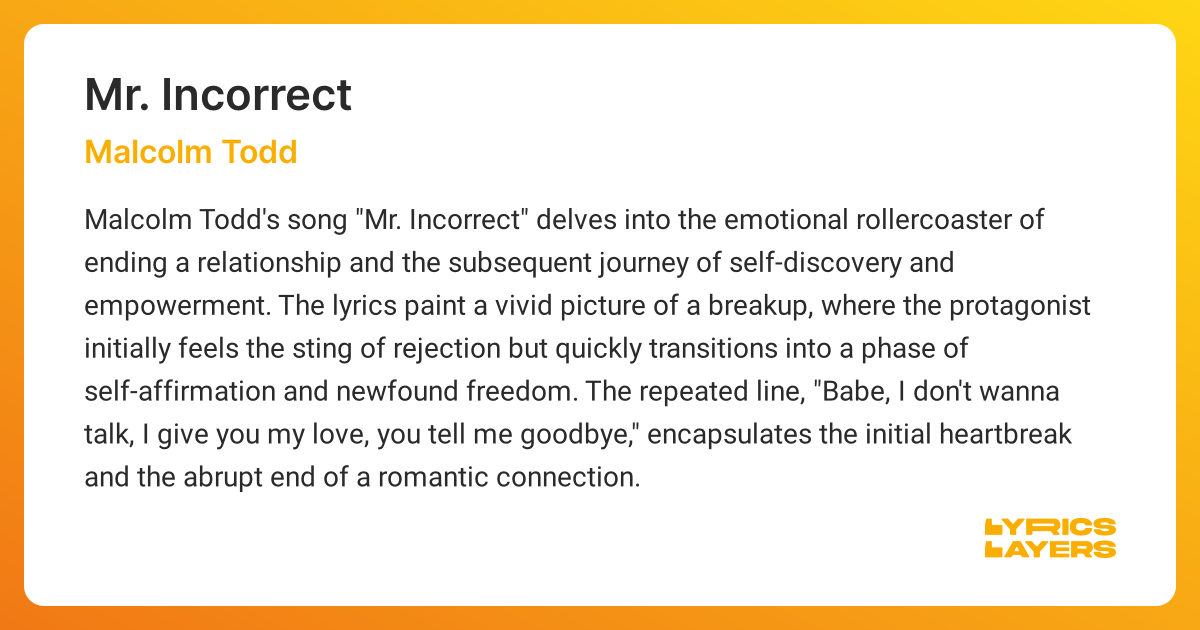 Meaning of MR. INCORRECT (Malcolm Todd)