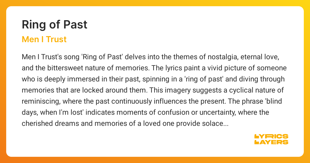 RING OF PAST: deutsche Übersetzung von Men I Trust