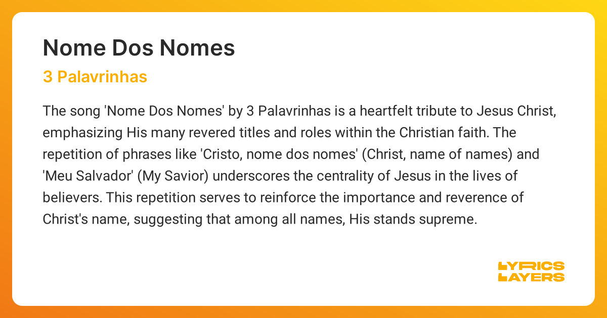 NOME DOS NOMES (Lyrics in English) - 3 Palavrinhas