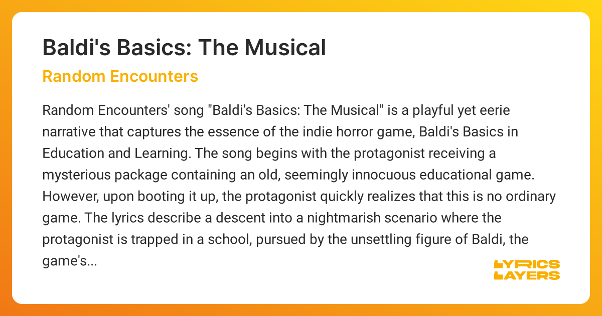 Meaning of BALDI'S BASICS: THE MUSICAL (Random Encounters)